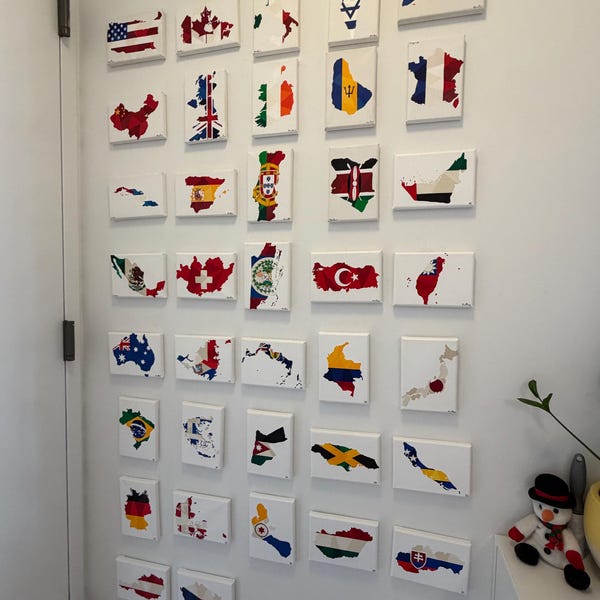 Custom Flag Map Painting, Original Painting, Custom Map Gift, Custom ...