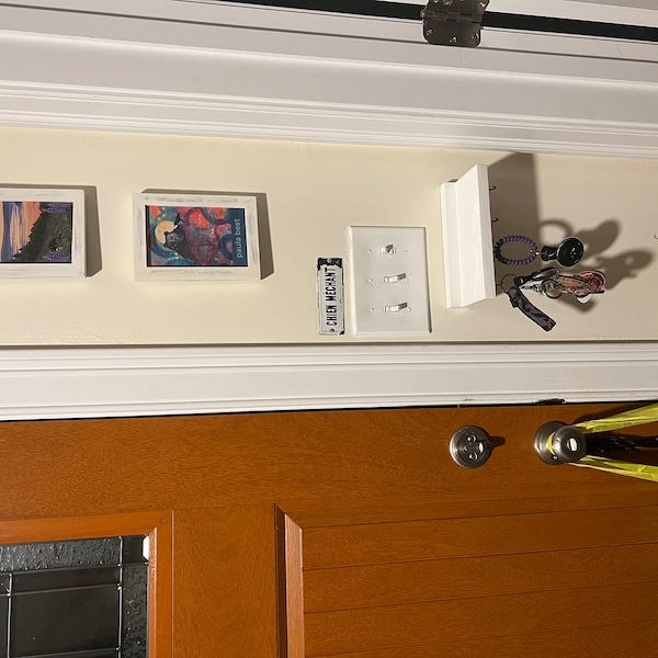 Floating Wooden Shelf With Key Hooks | Handmade Entryway Organizer - Etsy