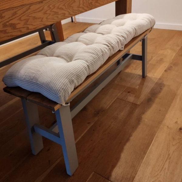 Striped Linen Bench Cushion With Ties - Stylish Comfort for Your Home ...