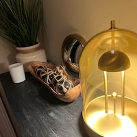 Glass Globe Table Lamp, 4-level LED Touch Dimmable Table Night Light ...