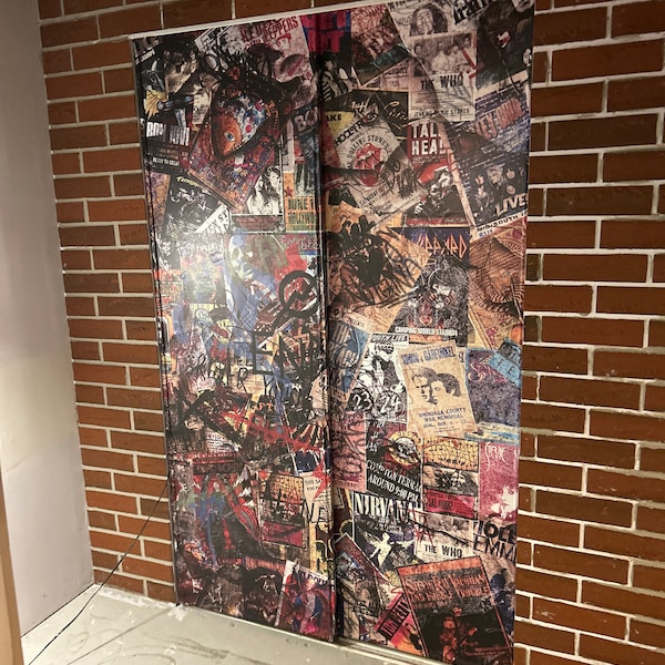 Retro Music Posters Collage Peel and Stick Wallpaper Wall Mural Rock ...