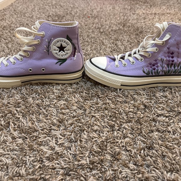 Stingray Embroidered Converse High Tops, Coral Embroidered Converse ...