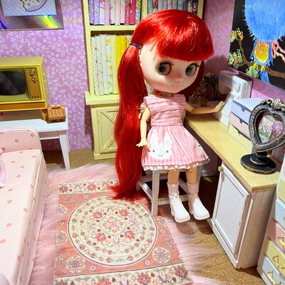 Pink Flower Dollhouse Rug - Etsy