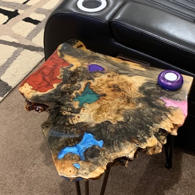 River Table Buckeye Burl Coffee Table With Black ocean - Etsy