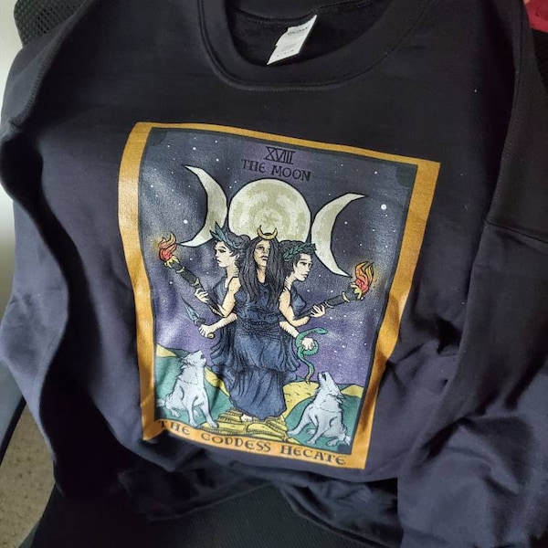 Hecate Triple Moon Goddess Symbol Hekate Tarot Card the Moon Sweatshirt ...