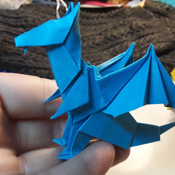 Handmade Red Origami Dragon, Paper Dragon Decoration, Fantasy Origami ...