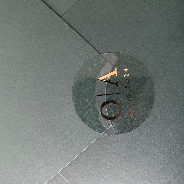 Foiled Wedding Initial Stickers, Personalised Wedding Favour Stickers ...