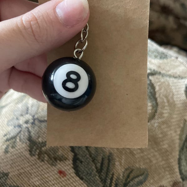 Pool Ball 8 Ball Keychain, Lucky Bag Purse Charm, Magic Keyring, Solids ...