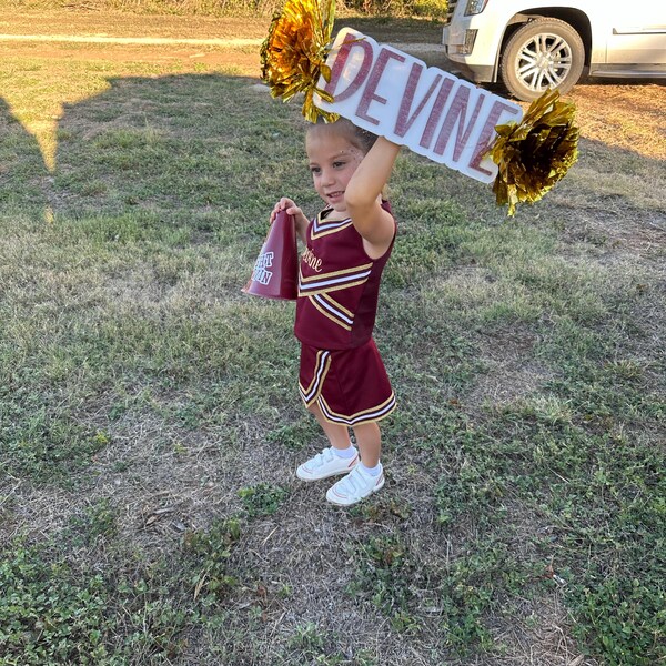 Maroon & Gold Cheer Uniform, Customized Cheerleading Uniform, Girls ...