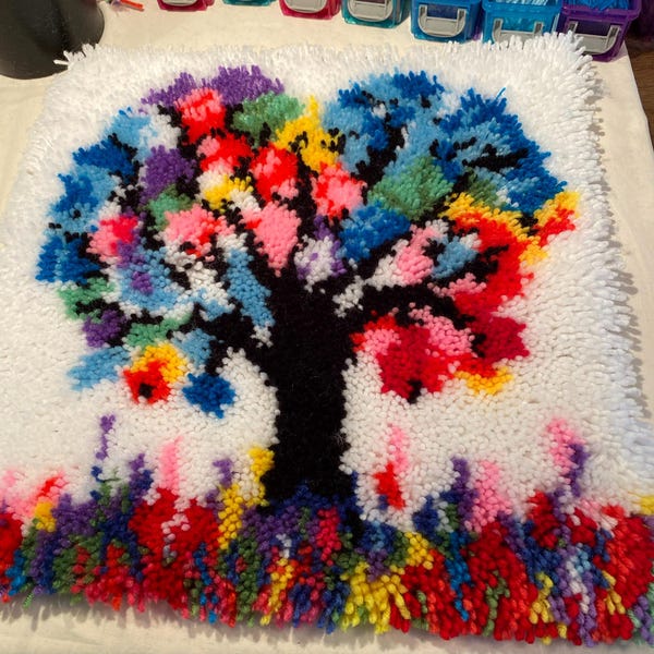 Blue Latch Hook Kits, Large Latch Hook Rug Kit for Adults Latch Hook ...