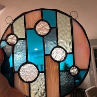 Round Art Deco Stained Glass Pattern, Modern Stained Glass Design ...