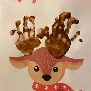 Handprint Christmas Craft, Reindeer Handprint Art, Christmas Keepsake ...