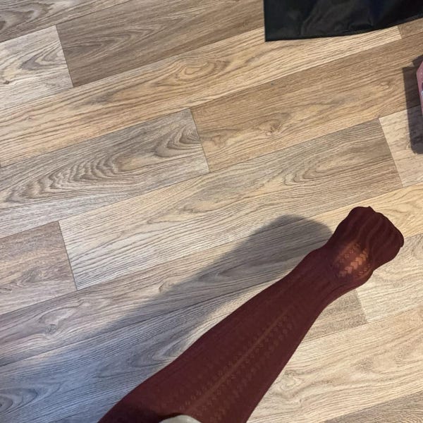 Shipped From England - Burgundy Knitted Tights With a Heart pattern ...