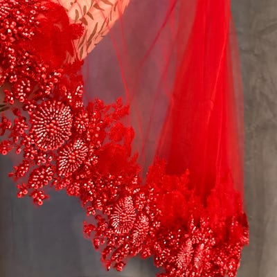 3D Floral Veil, Pearl Veil, Wedding Veil, Henna Night Veil, Bridal Veil ...