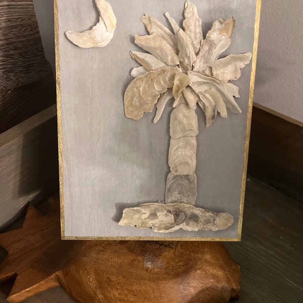 South Carolina Palmetto Moon Oyster Shell Art / Oyster Decor / SC ...