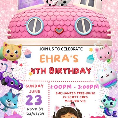 Editable Gabby's Dollhouse Birthday Thank You Tag Template, Printable ...