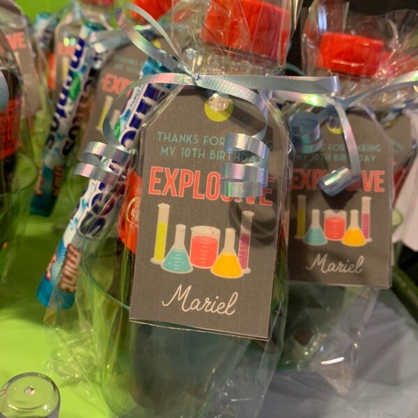 Science Party Favor Tags in Pink - Printable Scientist Party Favor Tags ...