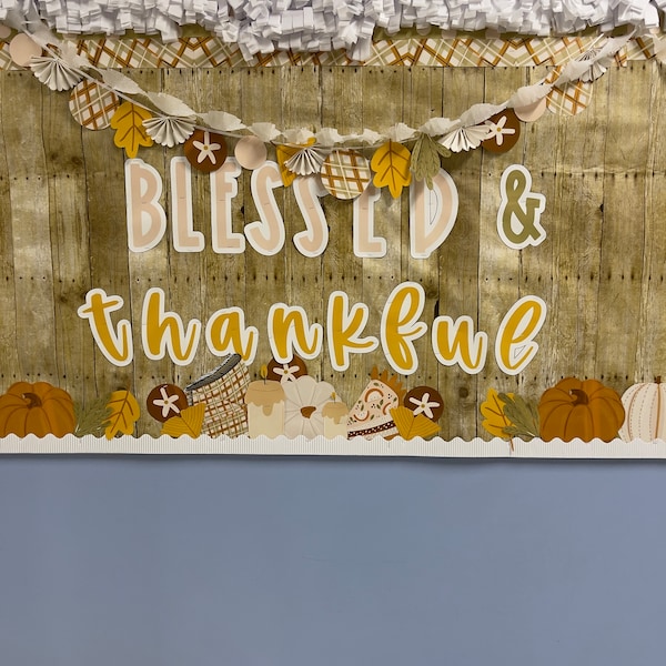 Modern Thanksgiving Bulletin Board Kit Thanksgiving Door Decor November ...