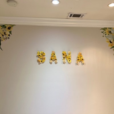 Yellow Floral Letter, Nursery Decor Neutral, Yellow Nursery, Nursery ...
