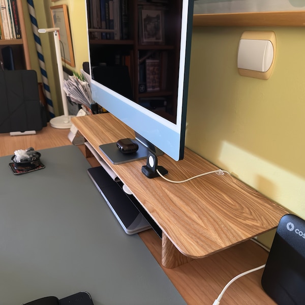 Wood Monitor Stand With Storage - Custom Engraved Desk Shelf Riser for ...