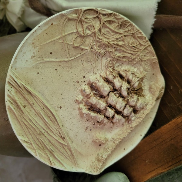 Pink Camellia Botanical Bas Relief, Floral Plaster Cast Tile, Ceramic ...