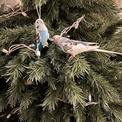 Parakeet Ornament Budgie Ornament Felt Blue & White Pet Bird Gift ...