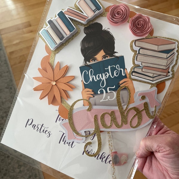 Book Lover Cake Topper Literary Birthday Book Cake Topper 18th Birthday ...