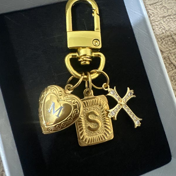 Locket Keychain, Bag Charm, Heart Charm Bag Charm, Personalized ...