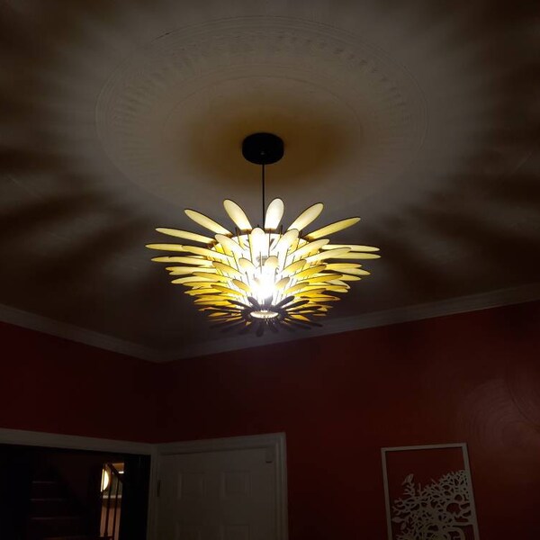 Wood Flower Ceiling Light, DAISY Pendant Light Fixture, Wood Pendant ...