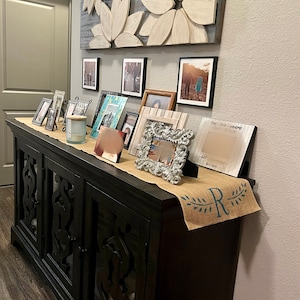 Monogram Letter Runner, Scroll Accent Runner,natural Burlap Table ...