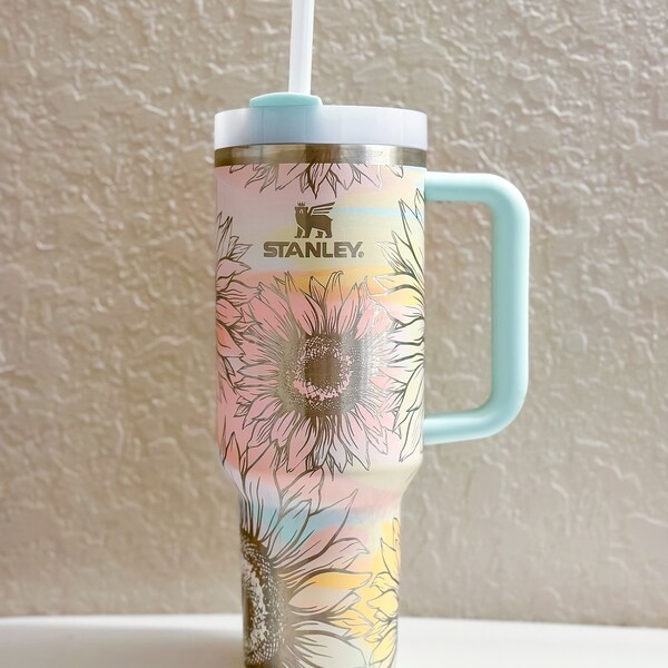 Engraved Stanley Tumbler, Laser Engraved Stanley, Flower Tumbler ...