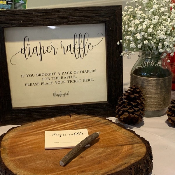 Diaper Raffle Sign Printable, Cute Diaper Raffle Sign for Baby Shower ...
