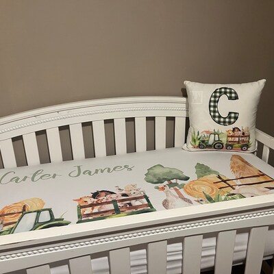 MINI Safari Animal Crib Bedding Set for Boy, Safari Nursery Mini Crib ...