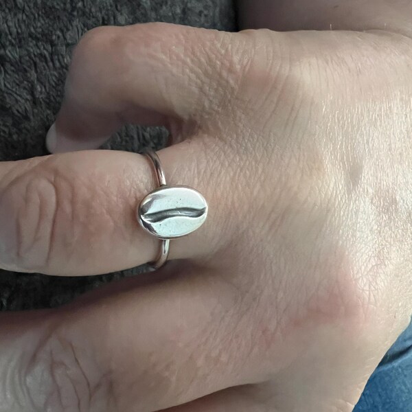 Sterling Silver Coffee Bean Ring Coffee Lover Gift Barista Gift Coffee Jewelry Cute Ring Kawaii ...
