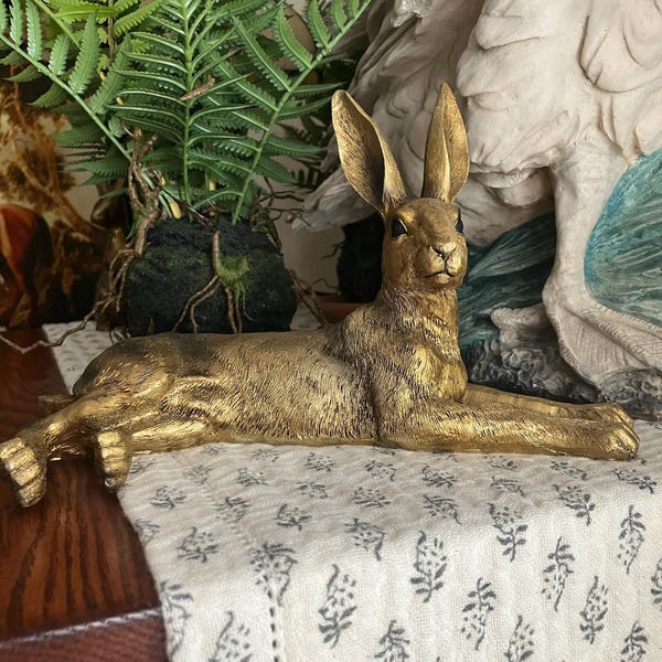 Bronze Laying Down Hare, Sitting Hare Ornament - Etsy UK