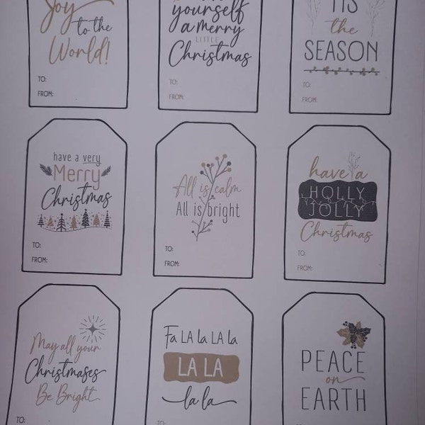 Printable Christmas Gift Tags Gold and Black With Customizable Text - Etsy