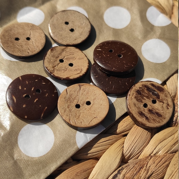 Natural Sewing, Craft Coconut Shell Buttons 11.5mm, 15mm, 20mm, 25mm ...