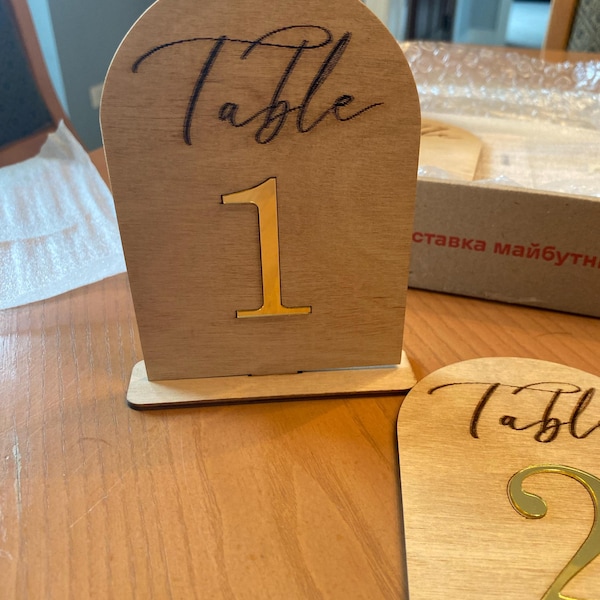 Wooden Wedding Gold Table Number - Wedding Table Decor , Rustic Country ...