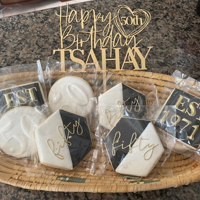 1/DZ Birthday Cookies Black, White, and Gold - Etsy
