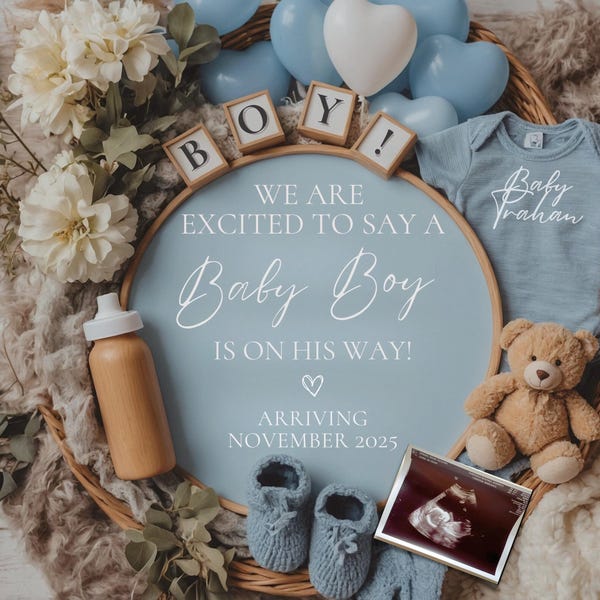 Simple Cow Pregnancy Announcement Digital, Western Minimalist Gender ...