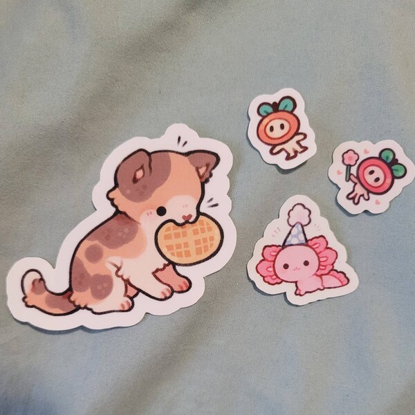 Waffle Cat Sticker / Cat Sticker / Kitten Sticker / Cute Animal Sticker ...