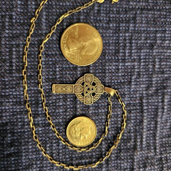 Jesus With Crown of Thorns on Cross Pendant Necklace in Gold Plated or ...