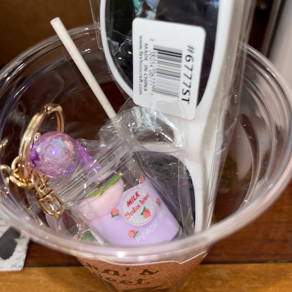 Peach Liquid Keychain, Boba Keychain, Quicksand Keychain, Kawaii ...