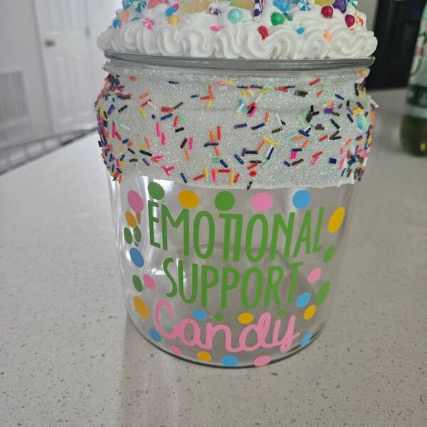 Personalized Funny Glass Candy Jar for Emotional Support, Custom Office ...