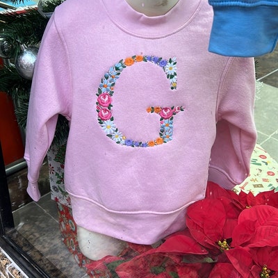 Machine Embroidery LETTER G Uppercase 15cm/6tall Dainty Floral Font 8x8 ...