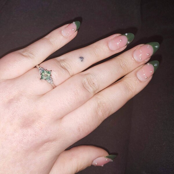 Retro Princess Moss Agate Ring,vintage Sterling Silver Ring Set,unique ...