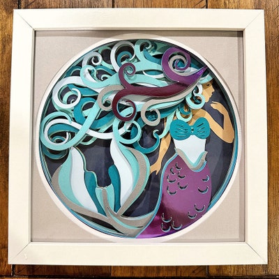 3D MERMAID Svg TROPICAL Shadow Box for Cricut for Silhouette - Etsy