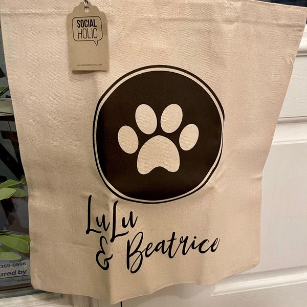 Personalized DOG TOTE BAG, Paw Print Tote Bag, Custom Pet Tote Bag ...
