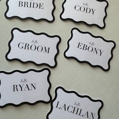 Wave Shape, Wavy Place Cards, Wedding Bridal Shower Wavy Edge Name Card ...