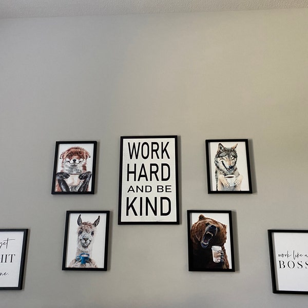 Work Hard Be Kind Wood Sign Farmhouse Decor Inspirational Wall Decor ...